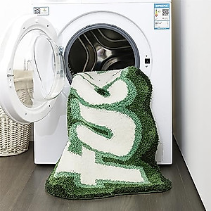 RoomTalks Green Cute Funky Bathroom Rugs Non Slip Washable, Shaggy Soft Absorbent Funny Cool Unique 2x3 Accent Throw Carpet Small Area Rugs for Bedroom Bathroom Dorm Kitchen Rude Swear Words Fuck Rug