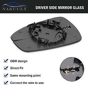 Nakuuly Mirror Glass Passenger Right Side Compatible with 2013-2020 Ford Fusion Side View Heated Convex Mirror Glass with Rear Holder Replace # DS7Z17K707B