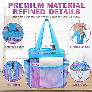 Fiodrimy Mesh Shower Caddy Portable for College Dorm Room Essentials, Hanging Shower Caddy Tote Bag Basket with 8 Pockets, Quick Dry Shower Bag for Bathroom (Tie Dye)
