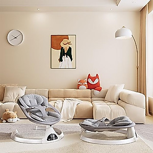 Ixdregan Baby Swings for Infants - Exclusive App & Bluetooth Electric Baby Swing, Smart Sensor&Timing, 5 Speeds, 12 Preset Lullabies and Back-Up Pillow, Portable Baby Swing for Indoor/Outdoor(Grey)