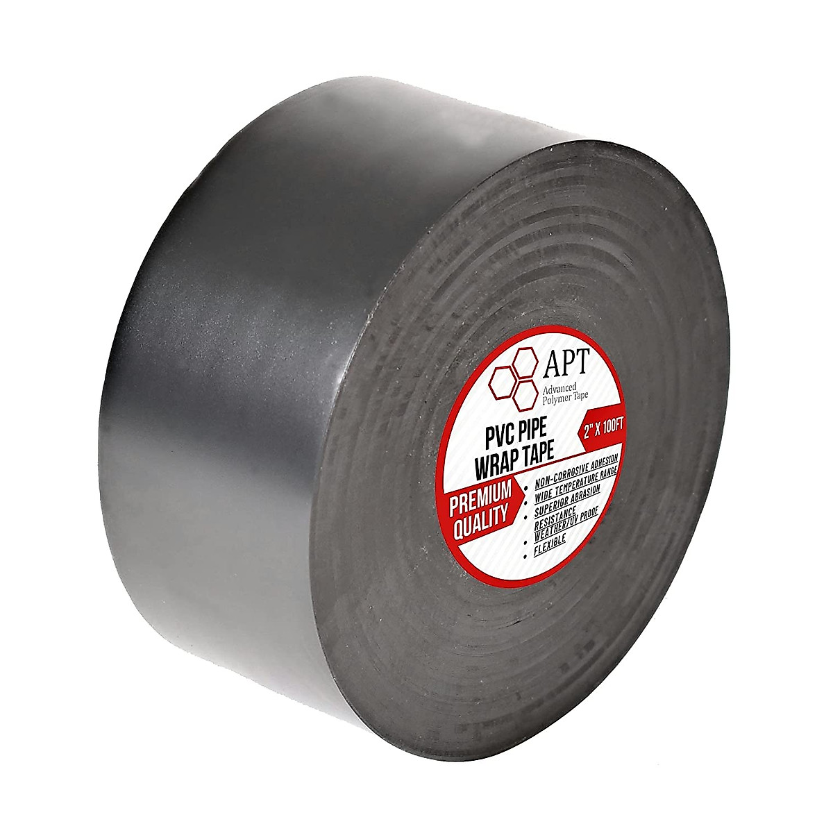 APT, 10 Mil (2" x 100 ft,) Weatherproof Black PVC Pipe Wrap Tape for Corrosion Protection, Drain Pipe Wrap Tape, Pipe Wrap Insulation Tape for Outdoor, Underground Pipe (1 Roll)
