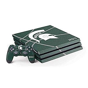 Skinit Decal Gaming Skin Compatible with PS4 Pro Console and Controller Bundle - Officially Licensed College Michigan State University Green Basketball Design