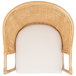 Safavieh Home Collection Dustin Rattan Cushion Accent Chair, 0, Natural/White