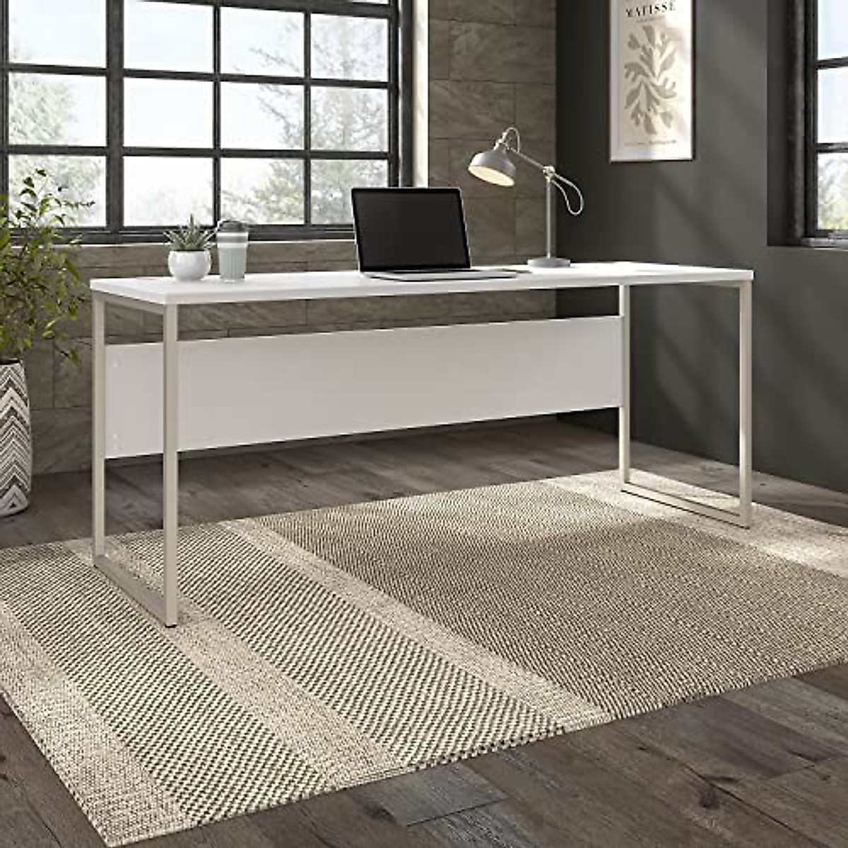 Bush Business Furniture Office Table with Open Metal Leg Design and Privacy Panel | Hybrid Large Computer Desk for Home Office | 72Wx24Lx30H