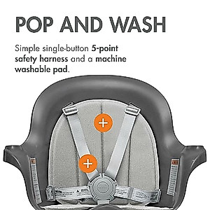 Boon GRUB Adjustable Baby High Chair - Convertible High Chair and Toddler Chair - High Chairs for Babies and Toddlers 6 Months to 6 Years - Dishwasher Safe - Gray