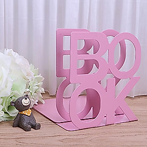 tegongse 2Pcs Book Ends, Alphabet Shaped Metal Bookends, Non-Skid Bookend Supports, Book Stopper for Books/Movies/CDs/Video Games