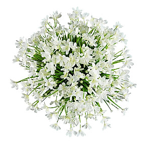 HAPLIA 8 Bundles Artificial Daffodils Flowers, Fake Artificial Greenery UV Resistant No Fade Faux Plastic Plants for Wedding Bridle Bouquet Indoor Outdoor Home Garden Kitchen Office Table Vase (White)