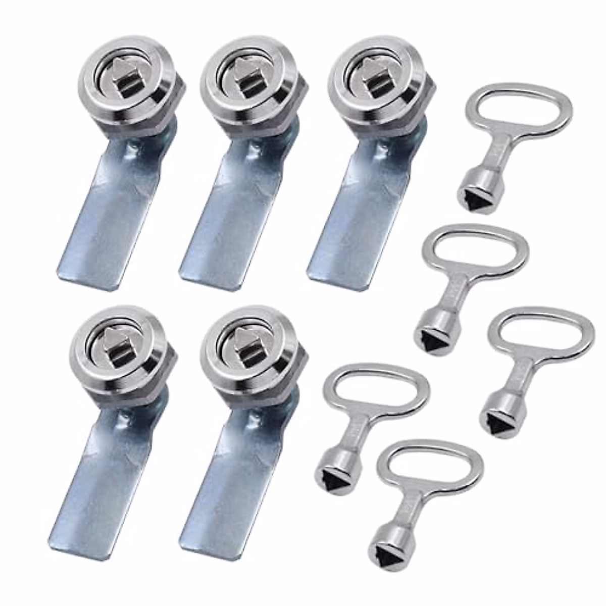 Beeiee Toolbox Lock Replacement Lock,5PCS Zinc Alloy Tubular Cam Lock with Triangle Socket Key (Triangle 5PCS)