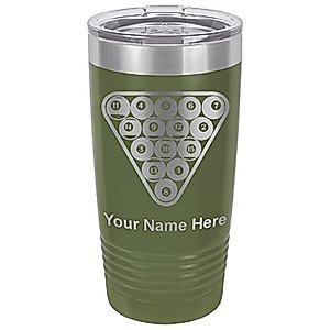 LaserGram 20oz Vacuum Insulated Tumbler Mug, Billiard Balls, Personalized Engraving Included (Camo Green)