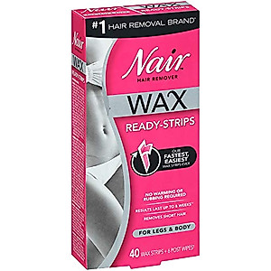 Nair Hair Remover Wax Ready- Strips for Legs & Body, 40 CT Set of 3