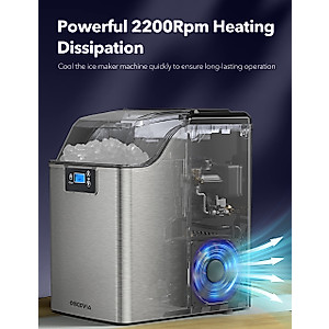 Nugget Ice Maker Countertop 44lbs, Pebble Ice Maker Machine, 15mins Ice-Making, Self-Cleaning, 4lbs Ice Backet, 2.2L Water Tank, Sonic Ice Maker for Home Office Bar Party