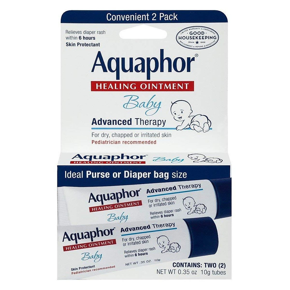Aquaphor Baby Healing Ointment 0.35 Ounce 2 Count (10ml) (2 Pack)