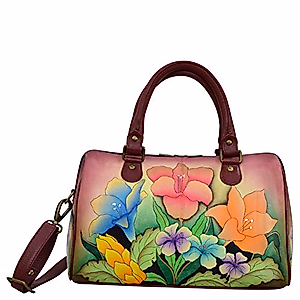 Anna by Anuschka Womens Satchel Mediterranean Garden, Medium