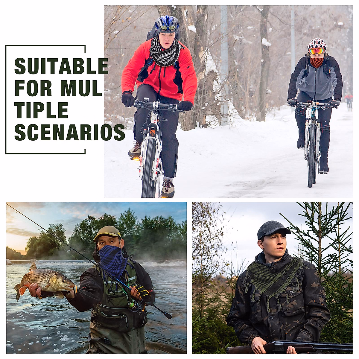 Kenning 8 Pcs Military Shemagh Tactical Desert Scarf Arab Head Scarf for Men Women Keffiyeh Arab Wrap with Tassels for Neck Head Face, 40 x 40 Inches