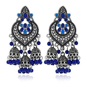 Kofun Earrings, Retro Indian Bollywood Kundan Jhumka Jhumki Drop Earrings Gypsy Fashion Jewelry