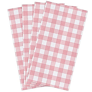 COLORSUM Washcloths Dish Hand Towels SetValentine's Day Pink and White Buffalo Check Gingham Romantic Cleaning Rags Tea Towel Kitchen Bathroom Tools Gifts 4 PCs Washcloths Dish Hand Towels Set