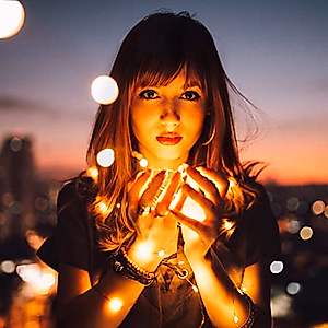 koopower 2X 50 LED Orange Battery Operated Fairy Lights with Remote Control 16ft Christmas Lights for Tree, Thanksgiving, Garden, Wedding, Bedroom Outdoor Decoration