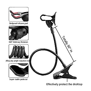 AMS Cell Phone Holder, Clip Holder, Lazy Bracket Flexible Long Arms for All Mobile, Fit On Desktop Bed Mobile Stand for Bedroom, Office, Kitchen
