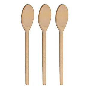 12 Inch Long Wooden Spoons for Cooking - Oval Wood Mixing Spoons for Baking, Cooking, Stirring - Sauce Spoons Made of Natural Beechwood - Set of 3