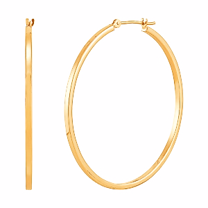 Welry Square Tube Hoop Earrings for Women, 10K Yellow Gold, Jewelry Gift Idea, 40mm
