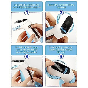 Memoqueen Embossing Label Maker Machine with 3 Tapes，Portable 3D Embosser, Handheld Mini Embossed Label Printer with 3 Label Maker Tape for Small Business Office Home and DIY Crafting-E975 Blue