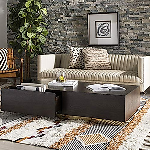 Safavieh Couture Home Carmina Modern Light Beige Faux Leather and Oak Sofa