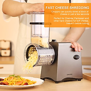 Electric Cheese Grater,250W Automatic Vegetable Chopper with 5 Attachments,Veggie Cutter Julienne Slicer Shredder for Carrot,Potato,Fruit,Block Cheese