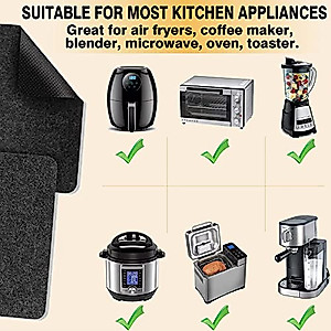 Air Fryer Heat Resistant Mat, 4 Pcs Kitchen Countertop Heat Protector Mats, Non-slip 12” x 16” Silicone Appliance Slider for Ninja Foodi Air Fryer Toaster Oven Coffee Maker Blender