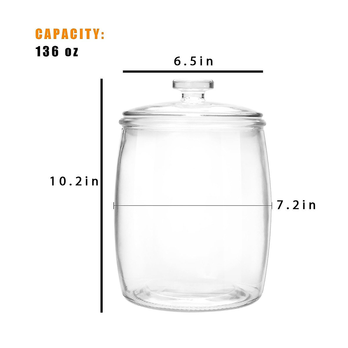 Maredash 1 Gallon glass jars, Cookie Jar & Candy Jar with Lid, Large Food Storage Container,glass jar with lid for Buffet, Coffee & Flour, Laundry Room Storage & Pantry