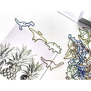 40pcs Funny Dinosaur Paper Clips, Mewuthede Creative Dinosaur Shaped Paperclip, Metal Bookmark Clips Supplies Cute Paper Clips for Home Office Library …
