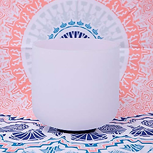 ENERGYSOUND F Note Heart Chakra Frosted Quartz Crystal Singing Bowl 7 inch mallet & o-ring included