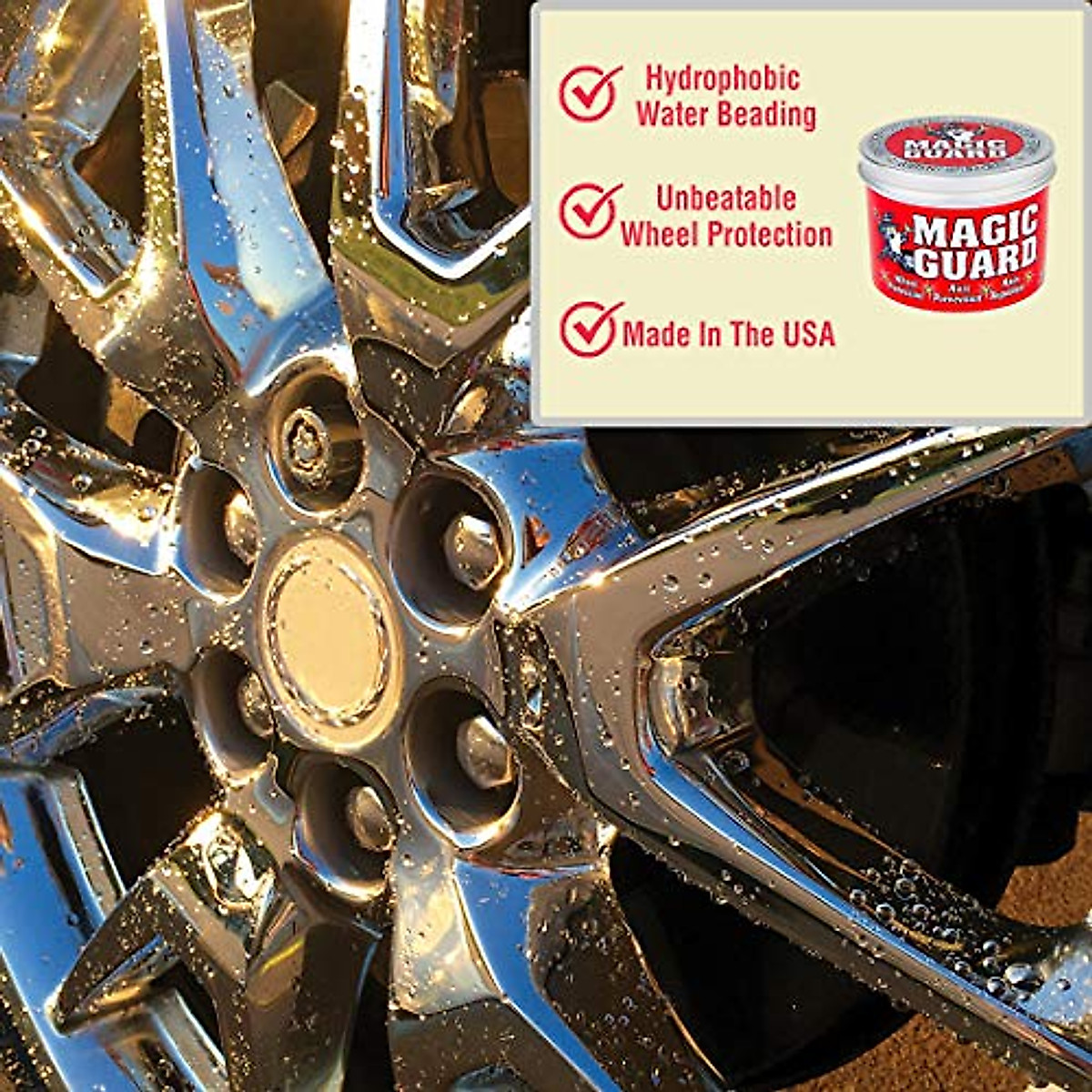 Magic Guard – Best Wheel Wax – Sealant & Protection for All Wheels – Easy Removal of Brake Dust & Road Grime - Hydrophobic – Acid, Corrosion & Moisture Resistant – Made in USA – 4 oz 