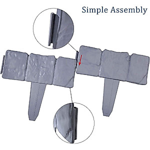 GUOFEI DIY Decorative Flower Grass Bed Border,Grey Stone Effect Plastic Palisade Fence Lawn Edging Garden Fence Edging,for Garden,Lawn,Walkway and Landscape Edging (10pcs, Gray)