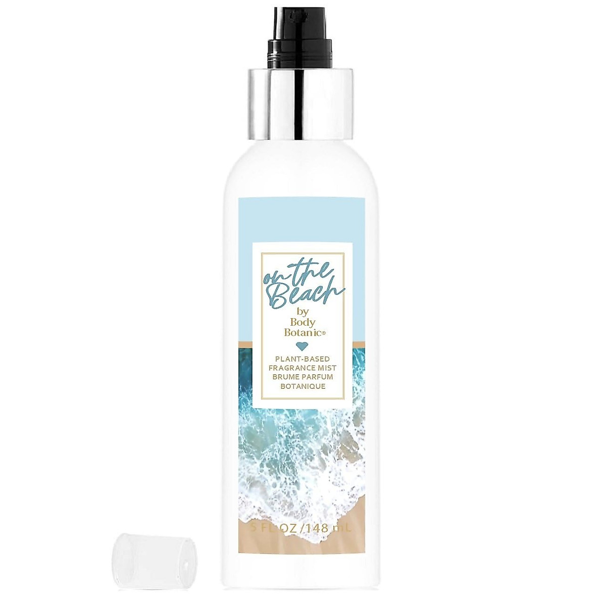 On the Beach ALCOHOL-FREE Fine Fragrance Perfume Mist by Body Botanic 5 Fl Oz 148 mL - an Irresistible Blend of Warm Sand, Sea Spray, Sand Jasmine, Mandarin, Driftwood, Sea Salt (On the Beach)