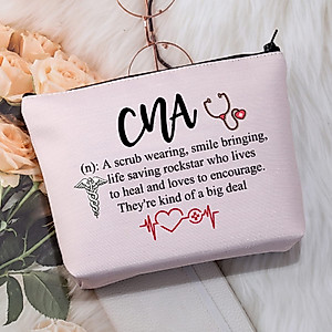CMNIM CNA Gift Bags Certified Nursing Assistant Gifts Makeup Bag CNA Student Gifts Nursing Cosmetic Bag Zipper Pouch Who Lives To Heal And Love To Encourage (CNA Cosmetic Bag Pink)