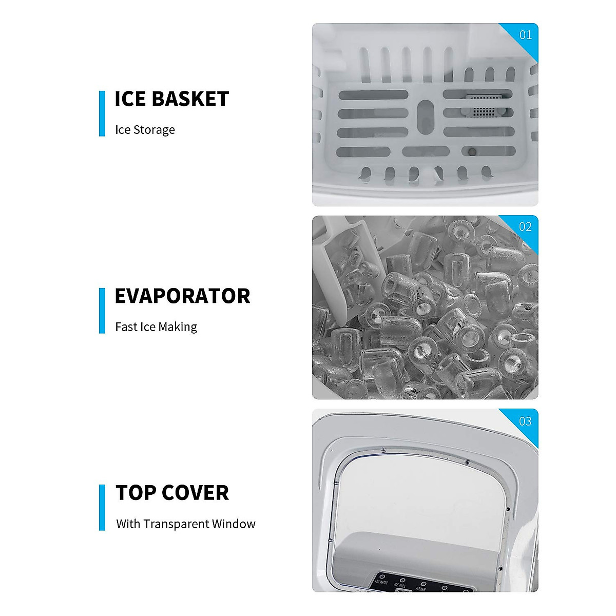 KUPPET Ice Maker Machine for Countertop, Portable Automatic Ice Maker with LCD Display, 9 Ice Cubes Ready in 6min, 26 lbs/Day - for Parties/Home/Office/Bar, Ice Scoop and Basket (Silver)