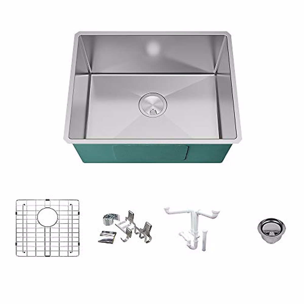 Transolid KKM-DUSB231810 Diamond 23-in L x 18-in W Single Bowl Undermount Kitchen Sink and Accessories Kit in Stainless Steel