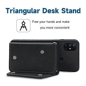 Compatible with OnePlus Nord N10 5G Wallet Case with Crossbody Shoulder Strap and Stand Leather Credit Card Holder Cell Phone Cover for One Plus N 10 G5 1 Plus 10N 1plus One+ 1+ N105G Girls Black