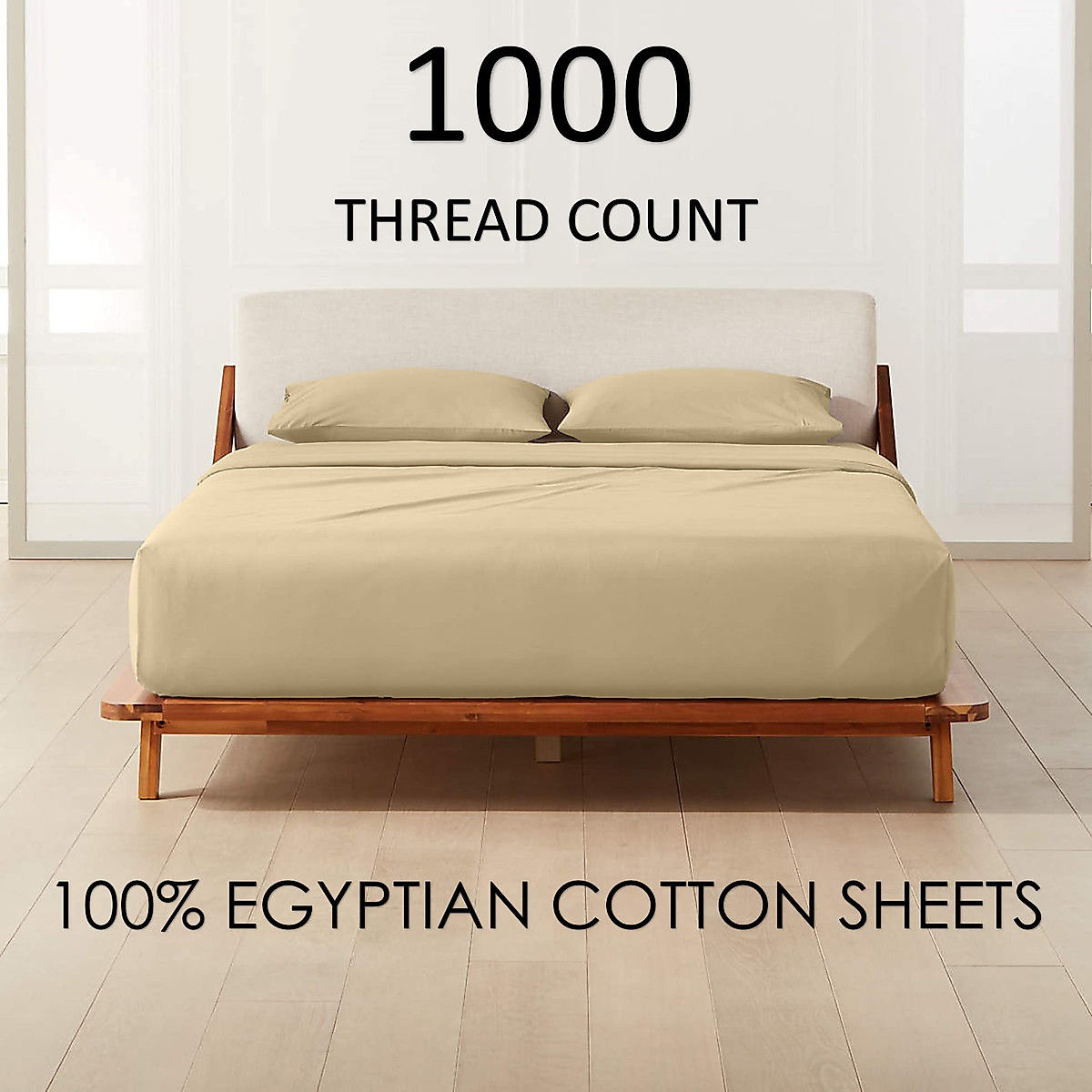EXTRA 24" DEEP POCKET of the fitted sheet, Real 1000-Thread-Count, 100% Egyptian Cotton |Queen Size, Taupe Color| 4 PC Sheet Set, 1000TC Egypt Long Staple Cotton, Breathable Soft Silky Sateen Weave