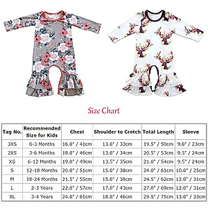 IBTOM CASTLE Baby Girls Icing Ruffle Jumpsuit Leggings Cotton Long Sleeve Floral Ruffles Christmas Romper for Kids Pajamas Birthday Outfit White+Brown+Chicken 3-6 Months
