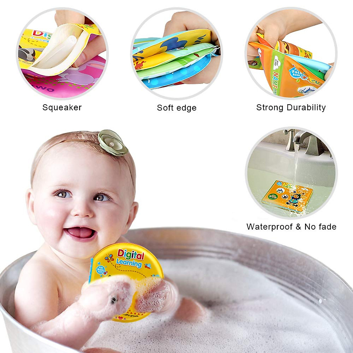 Baby Bath Toys, Nontoxic Bath Books for Babies Bath Time, Bathtub Toys for Toddlers 6 to 12 18 Months, Soft Educational Bath Toys for 1-3 Year Old Girls Boys(Pack of 3)