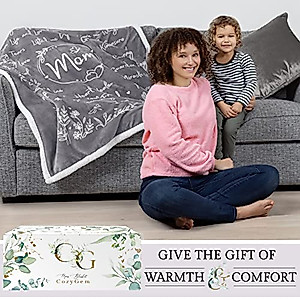 CozyGem Mom Blanket, Mom Birthday Gifts, from Daughter or Son, Best Mom Cozy Throw Blankets with Letter, Mom Gifts, Love You Mom Blanket, Mothers Day Blanket, 65x50, Fleece - Gray