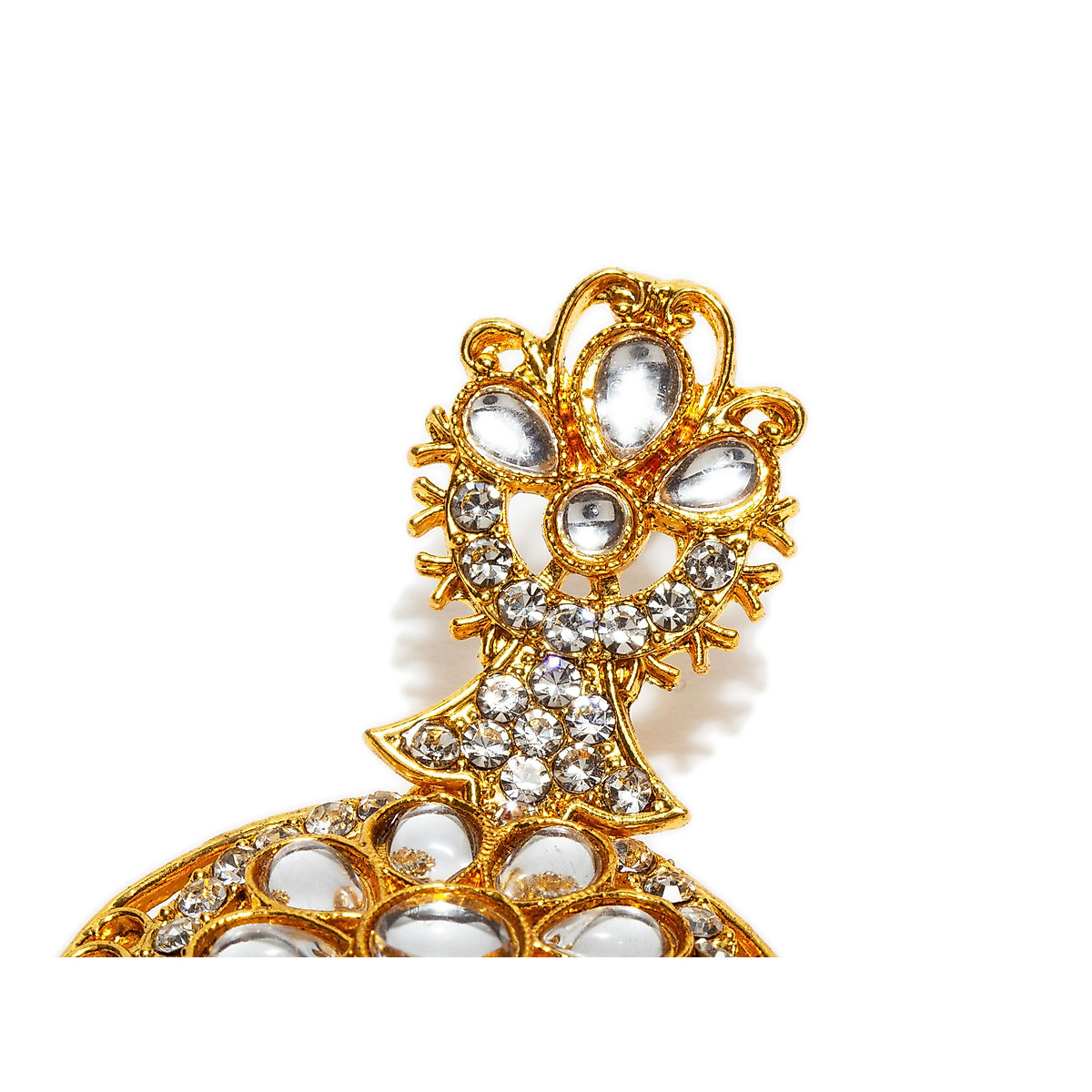 Bindhani Bollywood Fashion Kundan Stone Indian Drop Earrings With HeadPeice Maang Tikka Set For Women (Gold)