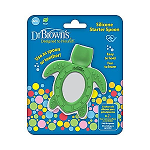 Dr. Brown's Silicone Starter Spoon and Teether for Babies and Infants, Turtles, 1 Pack, 4m+