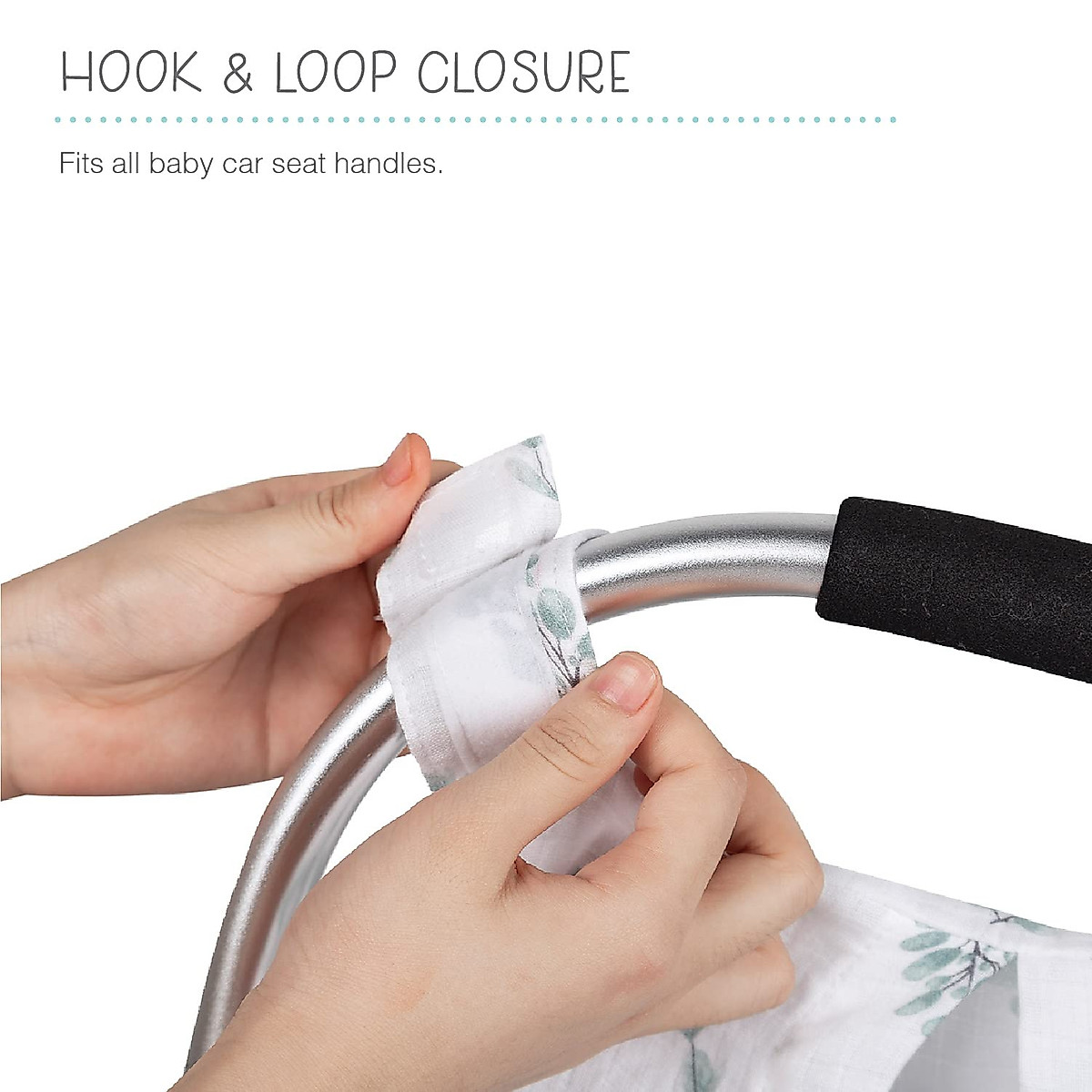 The Peanutshell Muslin Canopy Car Seat Cover, Breathable Lightweight 360° Protector Baby Car Seat Cover Size 36" x 24" - Gender Neutral Eucalyptus Pattern