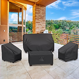 Mrrihand Patio Coffee Table Cover, Patio Furniture Covers for Coffe Table, Waterproof Rectangular Outdoor Small Side Table Cover with with Air Vent and Handles-36×22×18 inch