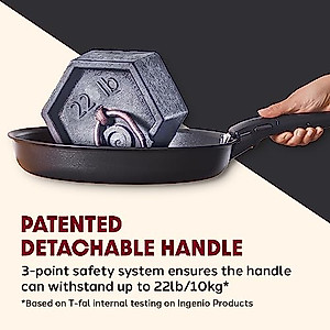 T-fal Ingenio Nonstick Cookware Set 8 Piece Induction Stackable, Detachable Handle, Removable Handle, RV Cookware, Cookware, Pots and Pans, Oven, Broil, Dishwasher Safe, Black