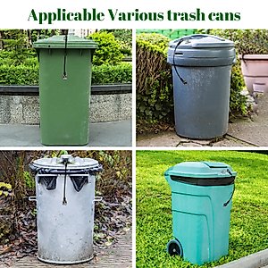 KKzozs Trash can lid Lock,Garbage can Locks for Animals 1-Pack Universal Semi-Automatic Trash can Lock Strong Wire Rope Protects Against Small Creatures Including Raccoons, Squirrels, and high Winds