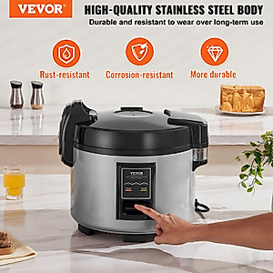 VEVOR Commercial Rice Cooker, 13.74Qt/60 Cups Cooked Rice, Large Rice Cooker and Warmer with Nonstick Inner Pot, Fast Cooking and 12-Hour Keep Warm, with Rice Cup and Paddle, for Restaurant