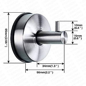 YOHOM 2Pcs SUS 304 Stainless Steel Vacuum Suction Cup Hooks Shower Holder - Removable Bathroom Shower Hook Suction Towel Rack and Kitchen Organizer for Towel Hook, Bathrobe and Loofah,Brushed Finish